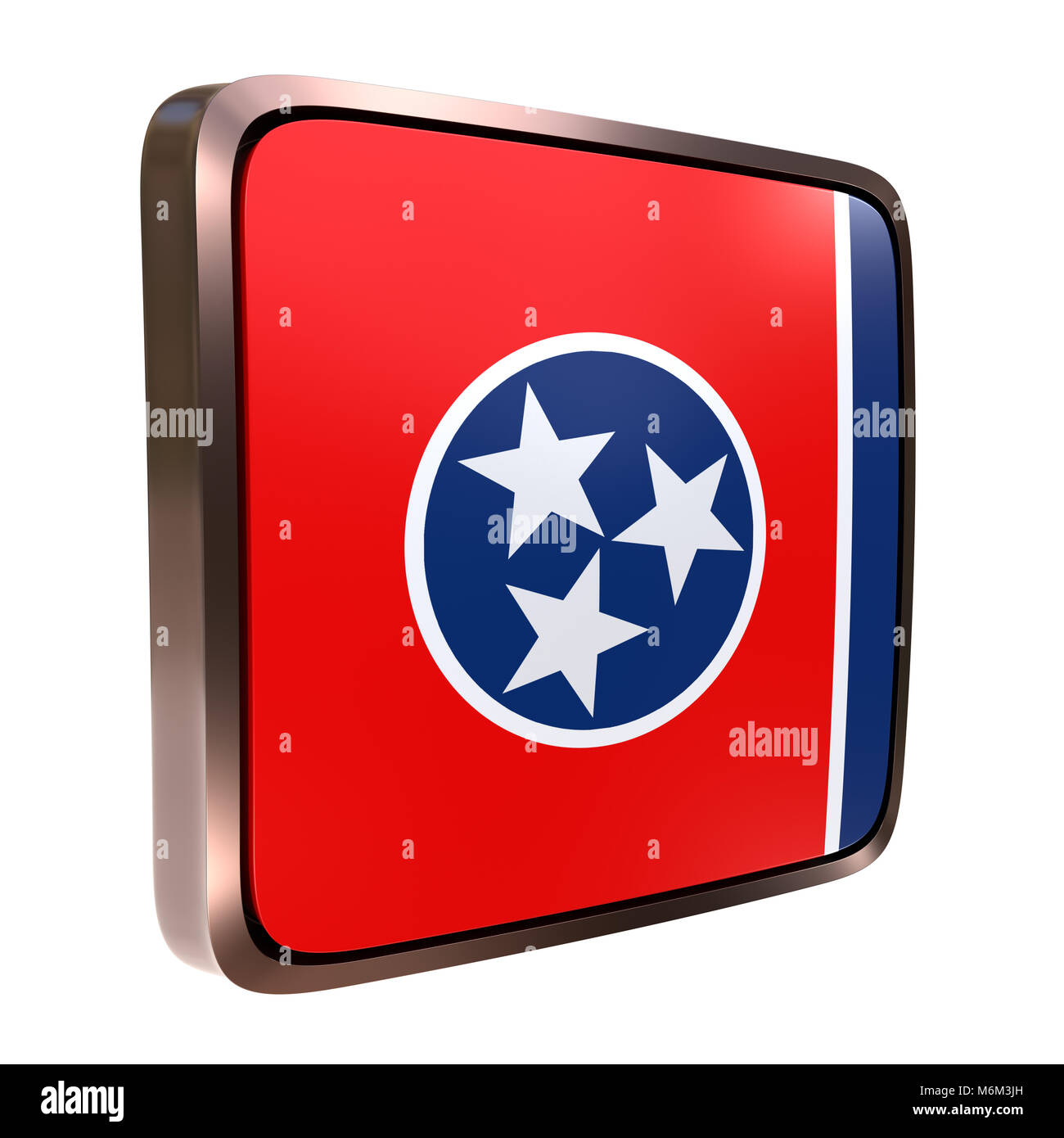 3d rendering of a Tennessee State flag icon with a bright frame ...