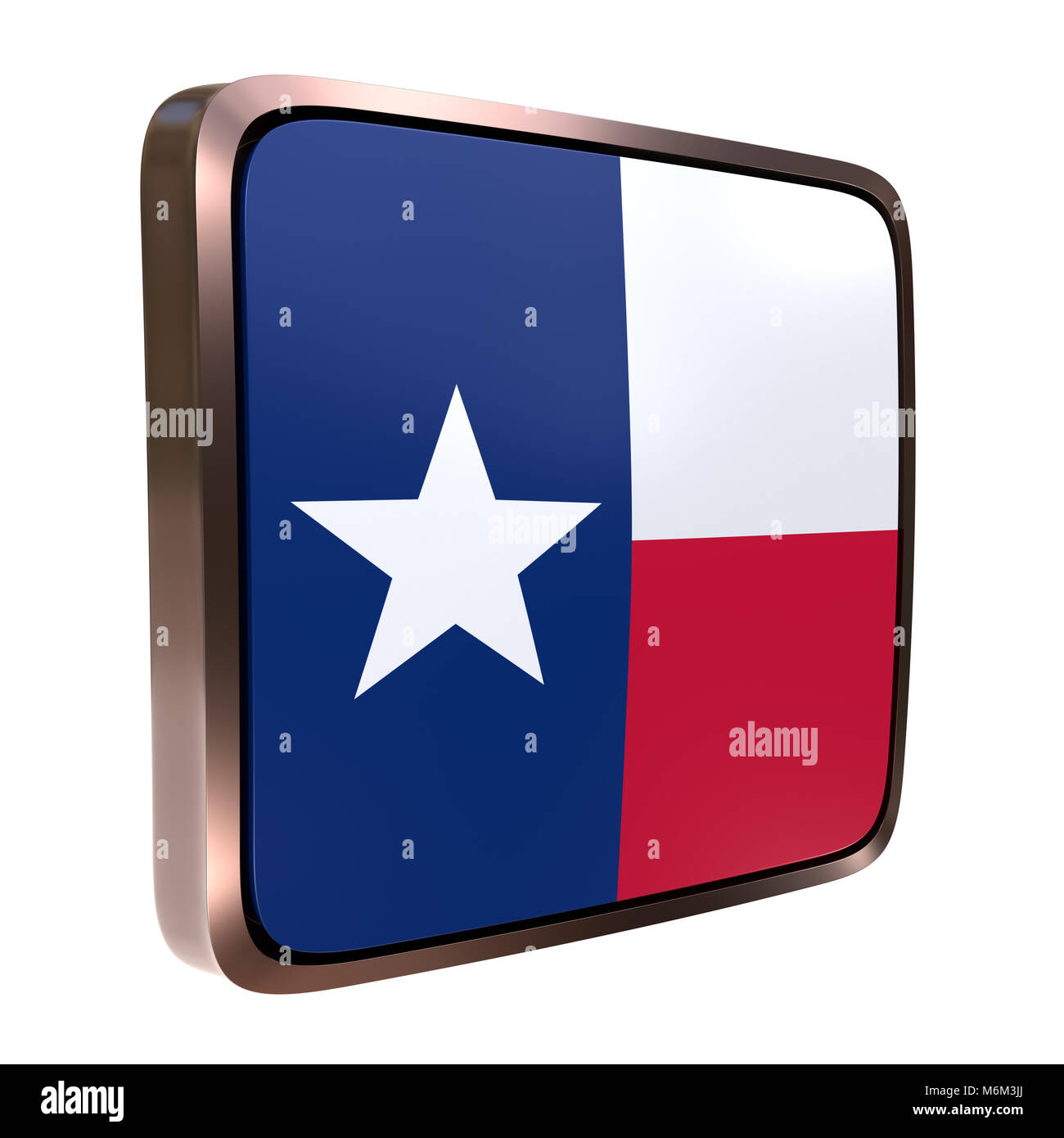 3d rendering of a Texas State flag icon with a bright frame. Isolated ...