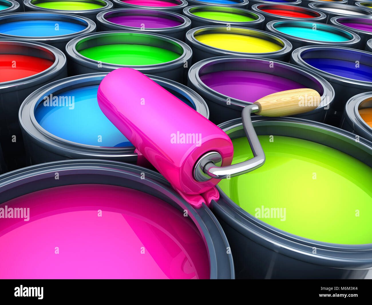 Many paints and colours. 3d illustration Stock Photo - Alamy