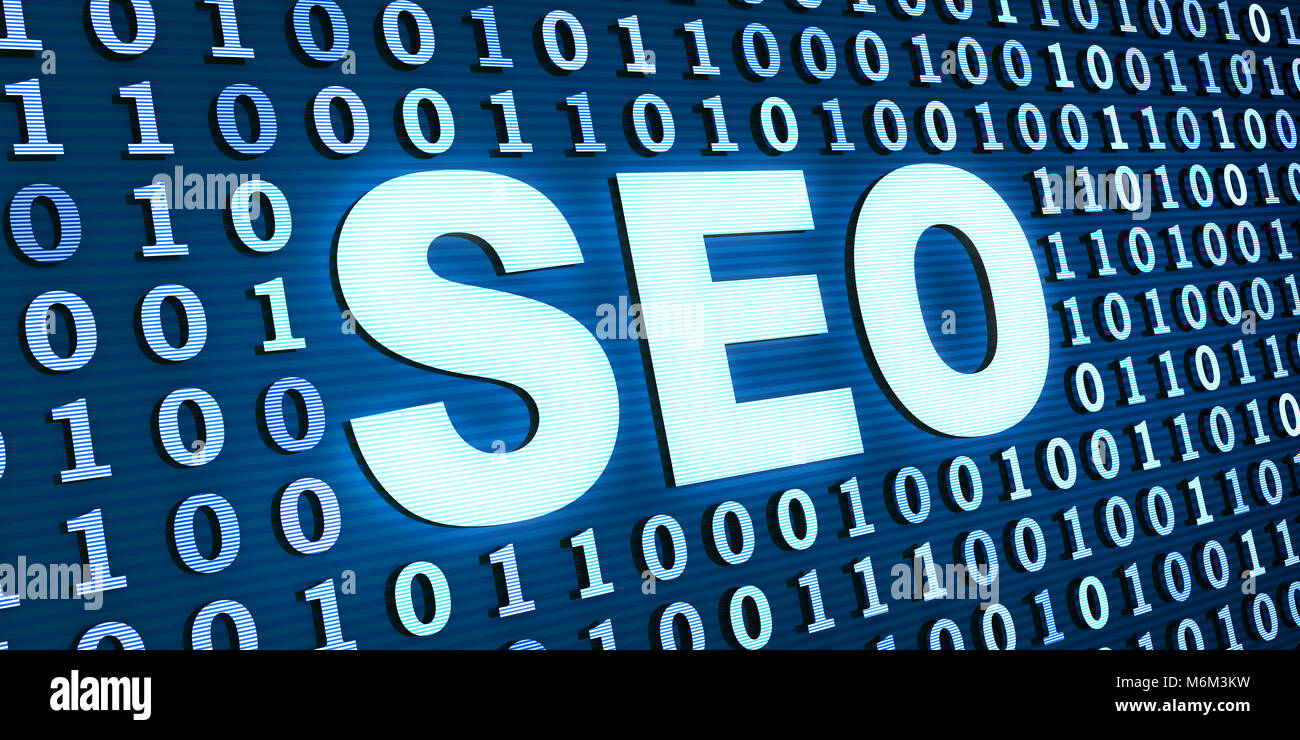 Search engine optimization and binary code. 3d illustration Stock Photo ...