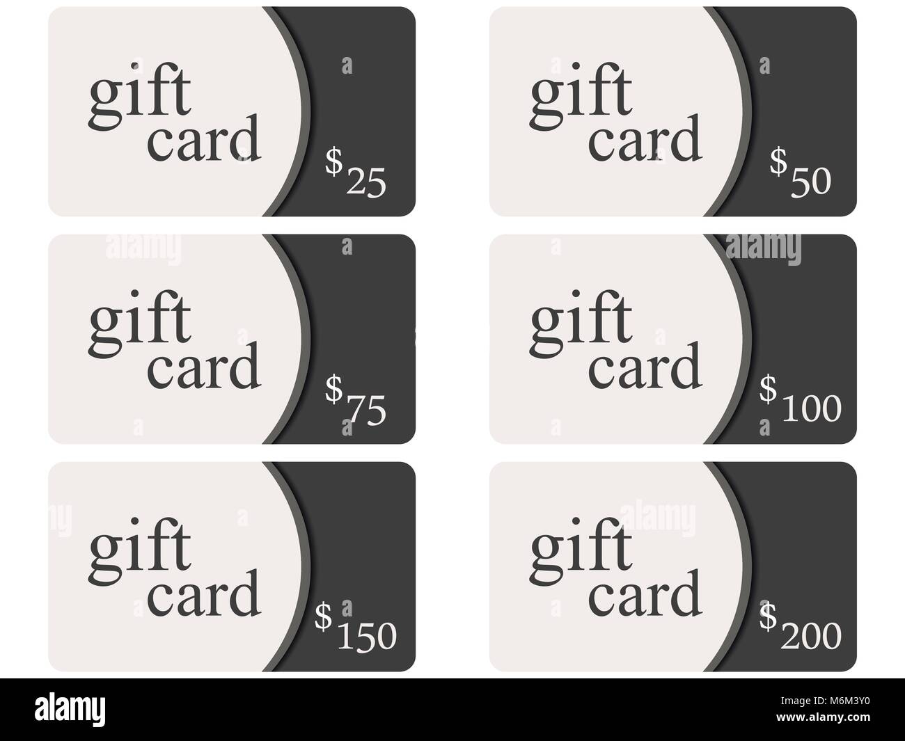 Gift cards in the style of material design with shadows. Layers of cut ...