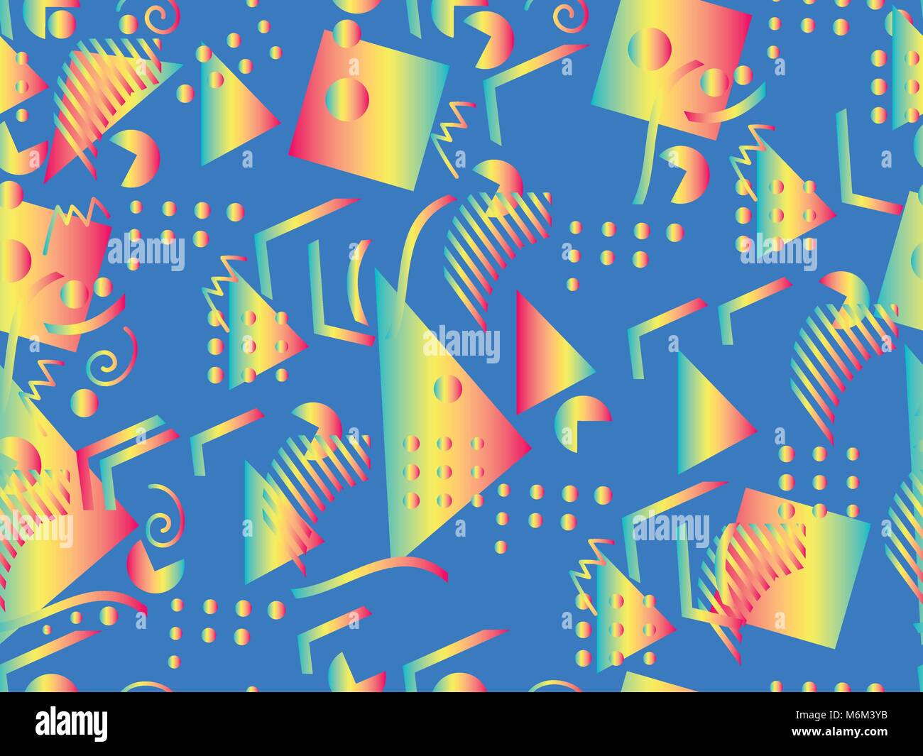 Memphis seamless pattern. Holographic geometric shapes, gradients ...