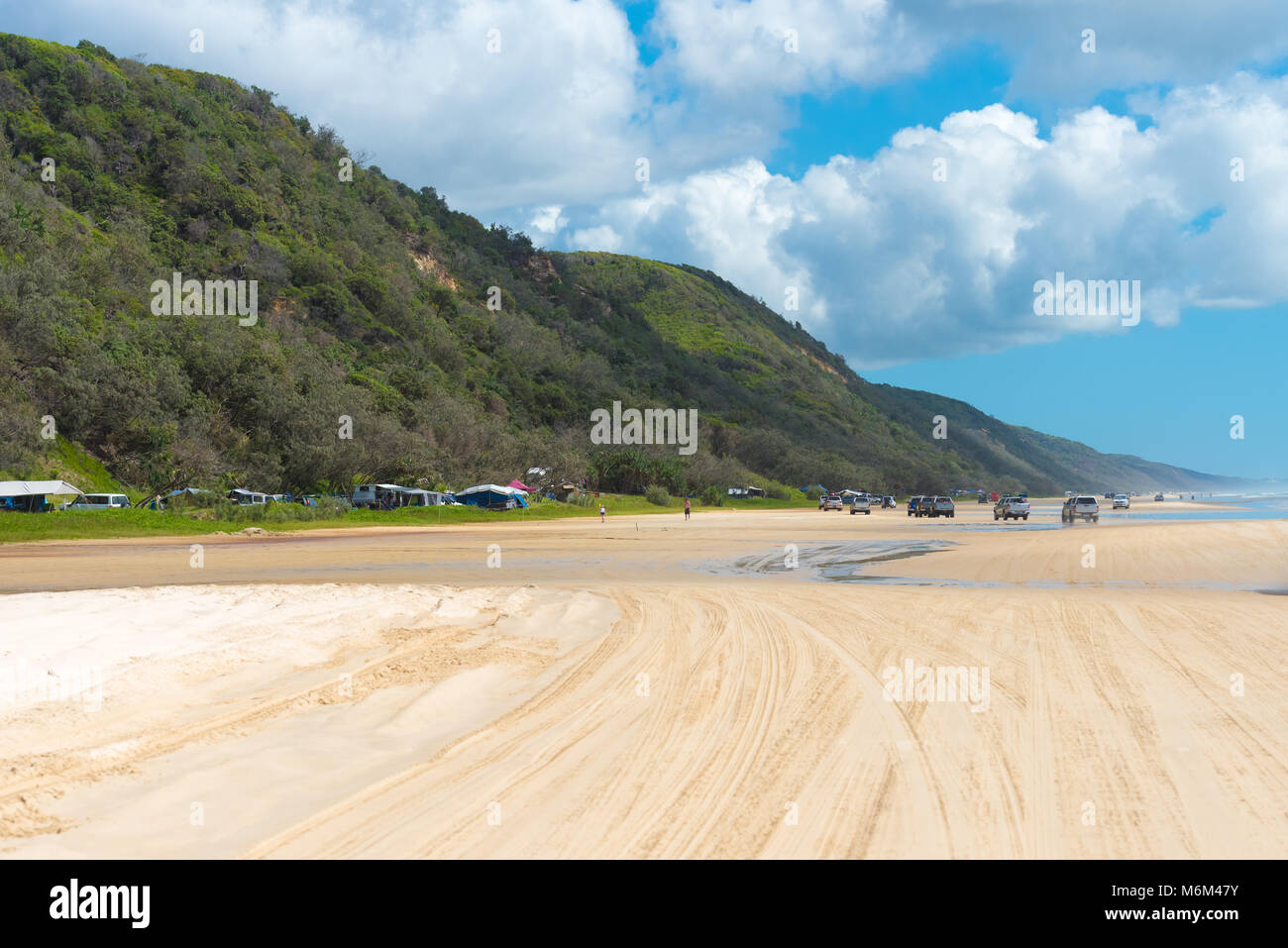 Rainbow Beach, QLD, Australia- December 30, 2017: 4wd vehicles at ...