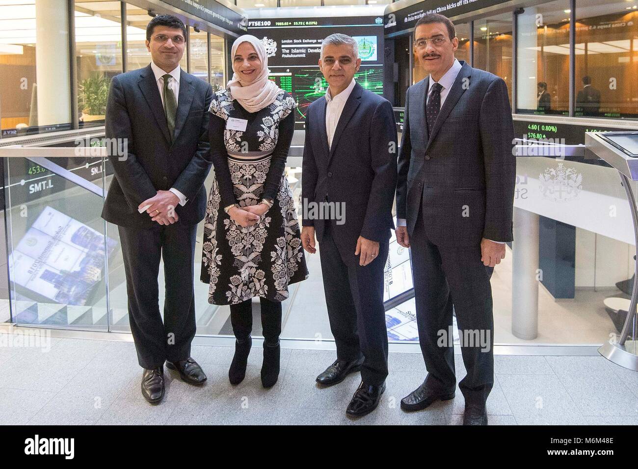 Mayor of London Sadiq Khan (second right) alongside Nikhil Rathi (left ...