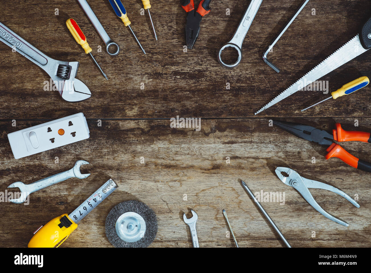 Labor day. Construction tools with copy space Stock Photo - Alamy