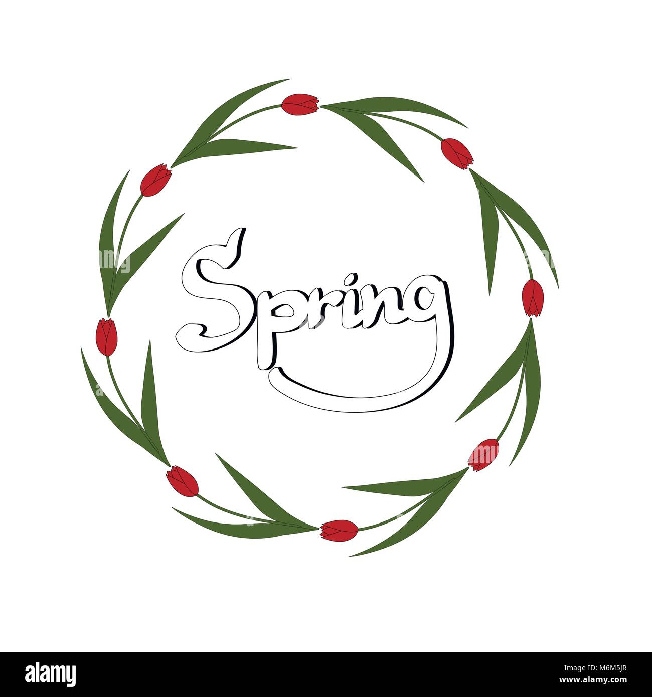 Spring inscription in a circle of tulips Stock Vector Image & Art - Alamy