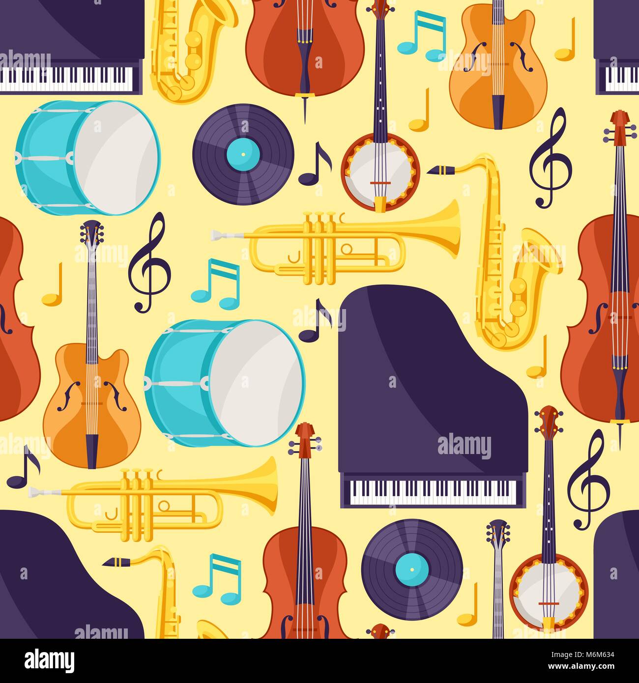 Jazz music seamless pattern with musical instruments Stock Vector Image ...