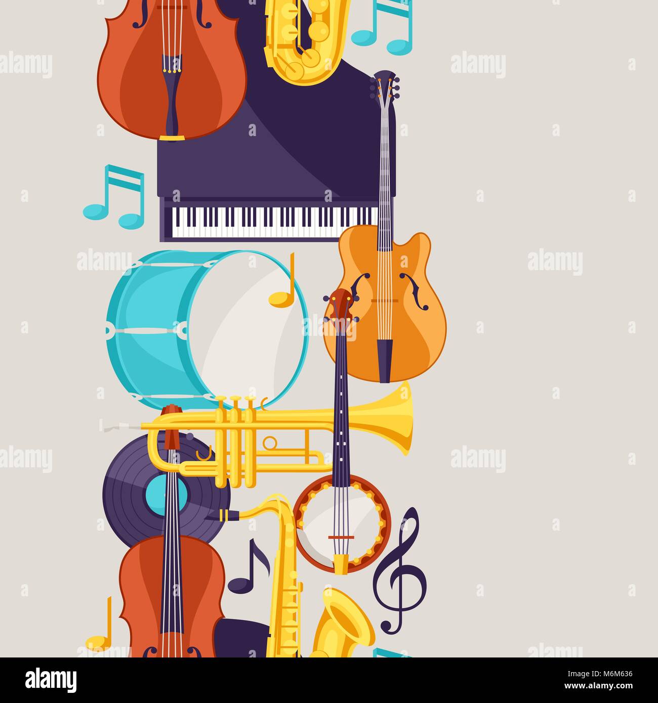 Jazz music seamless pattern with musical instruments Stock Vector Image ...