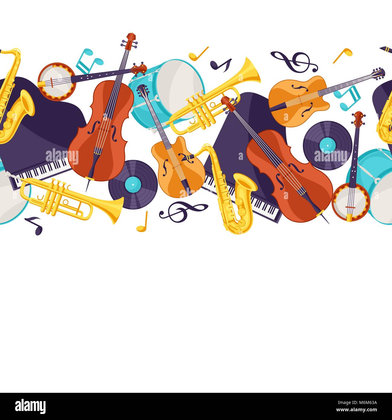 Jazz music seamless pattern with musical instruments Stock Vector Image ...