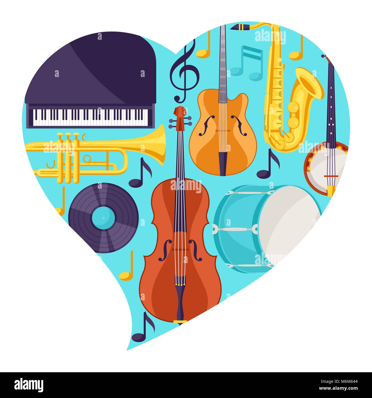 Background with musical instruments. Jazz music festival poster Stock ...
