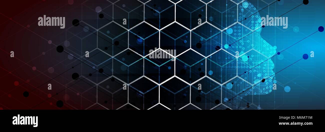 Abstract Artificial intelligence. Technology web background. Virtual ...