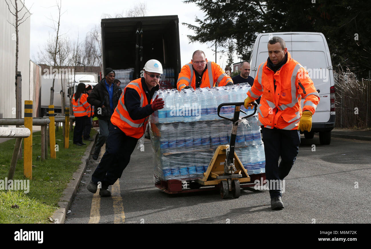 A bottled water station set up by Thames Water outside Homebase ...