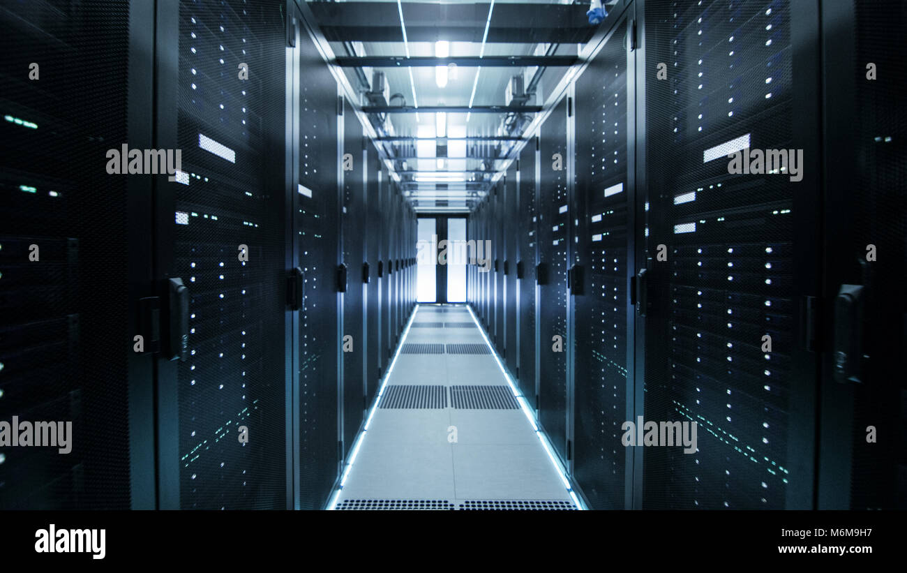 Shot of Corridor in Working Data Center Full of Rack Servers and Supercomputers Stock Photo - Alamy