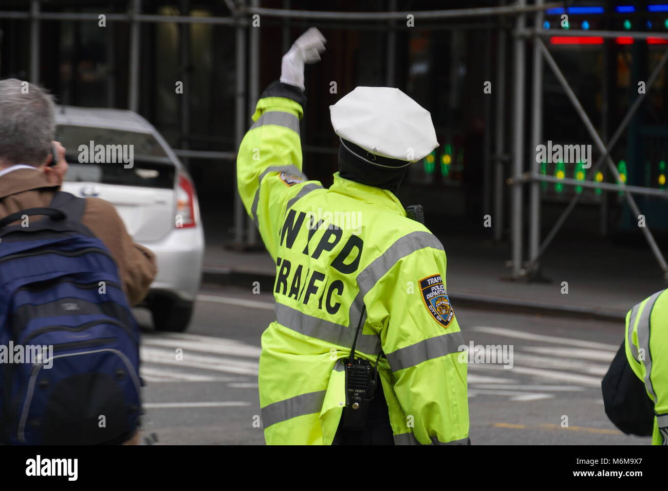 New York City - April 2016: NYPD police officer direct traffic during ...