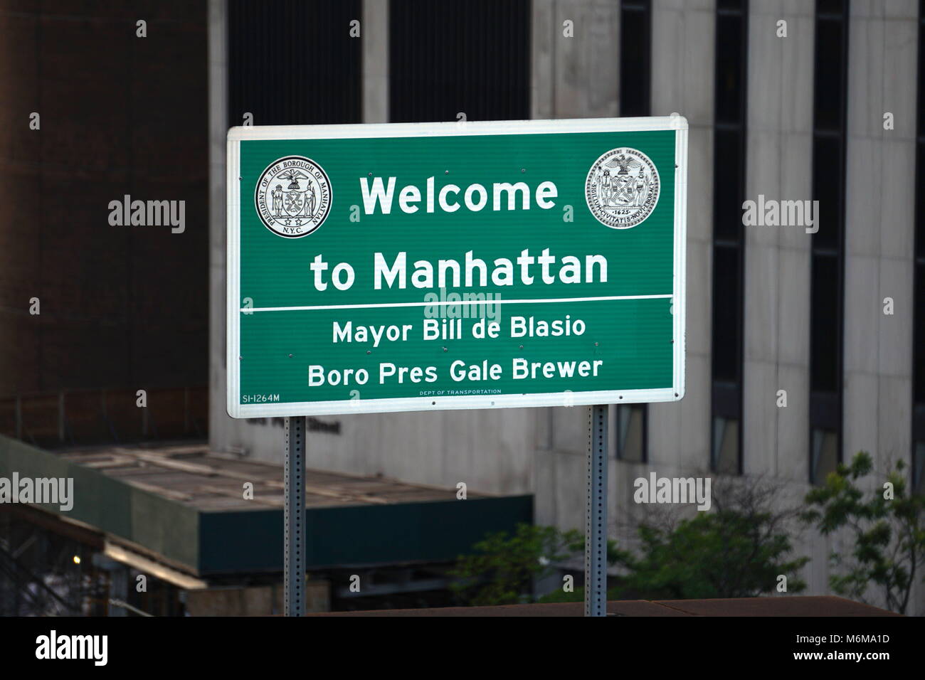 New York City, NY - June 7, 2016: Welcome to Manhattan traffic road ...
