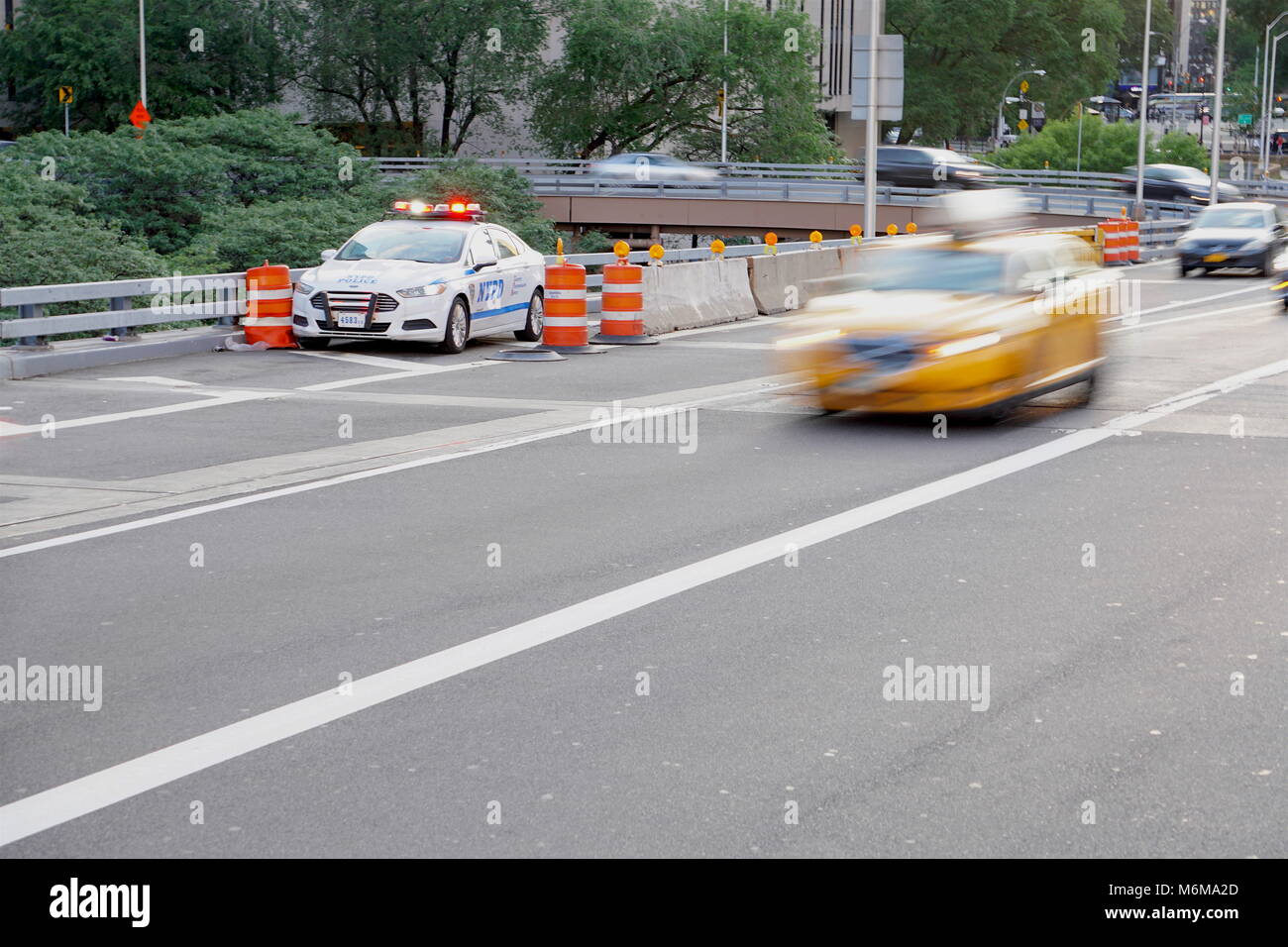 New York City, NY - June 7, 2016: NYPD police patrol car sits along the ...