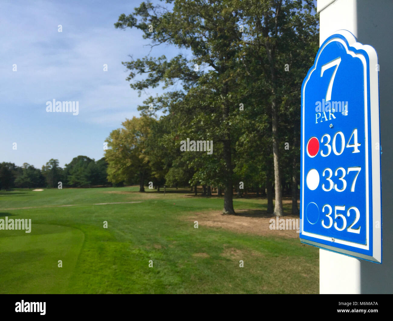 Public golf course hole number sign - Display distance to green from ...
