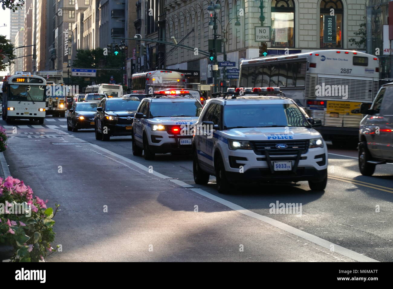 New York City - September 2016: NYPD Police Department motorcade ...