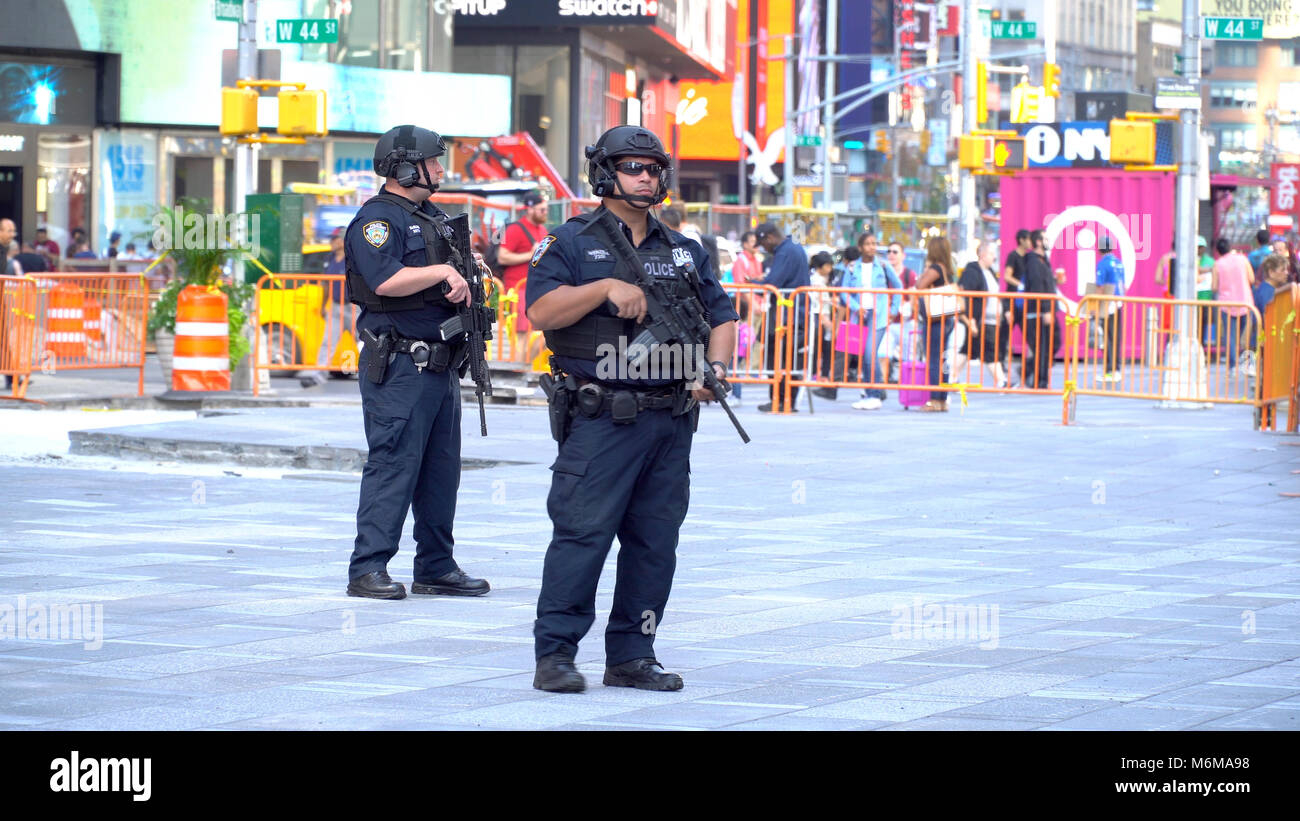 New York City - September 2016: NYPD Swat team officers armed with ...