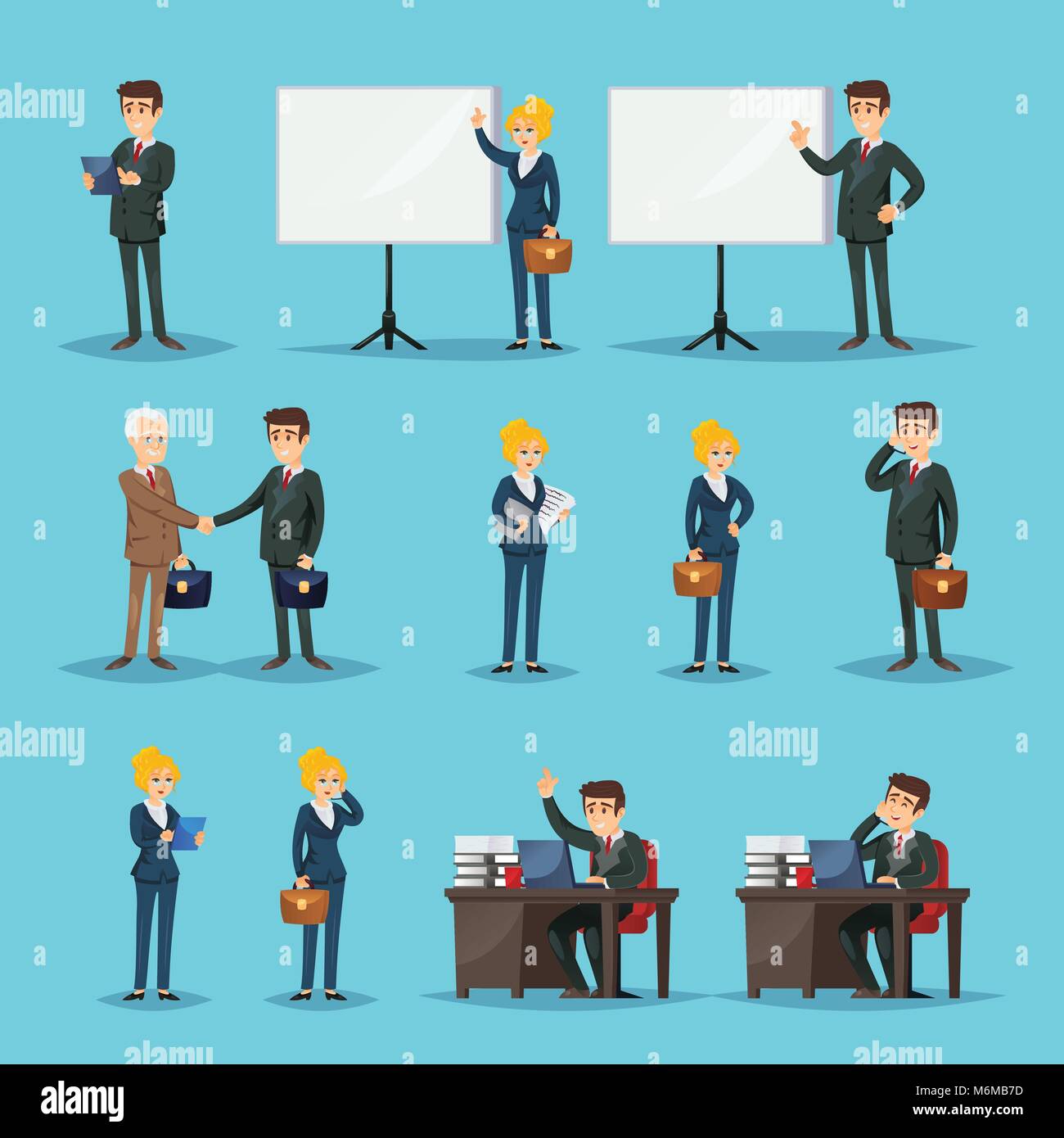 Setting of icons for businesspeople in office Stock Vector Image & Art ...