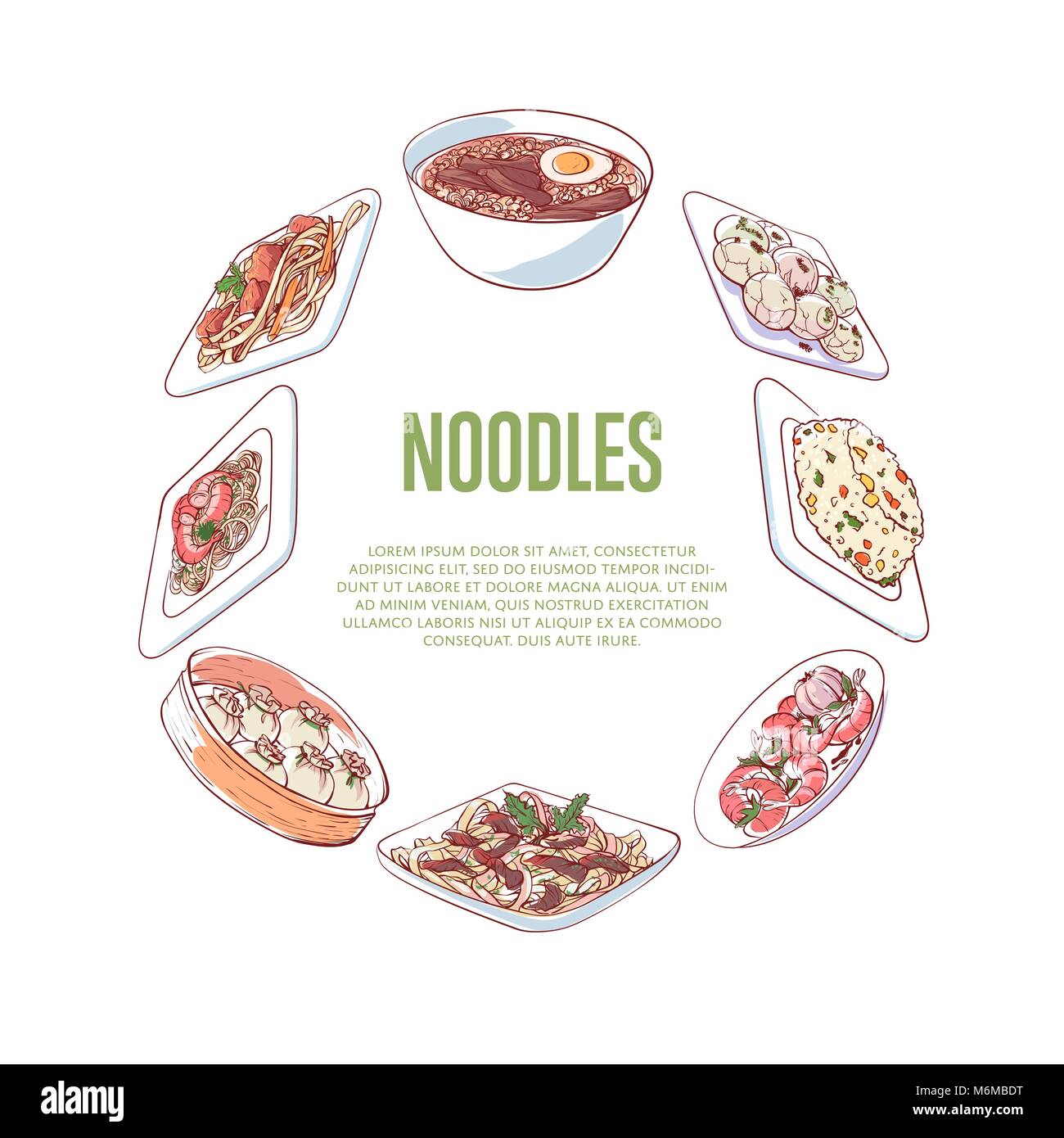 Chinese noodles advertising with asian dishes Stock Vector Image & Art ...