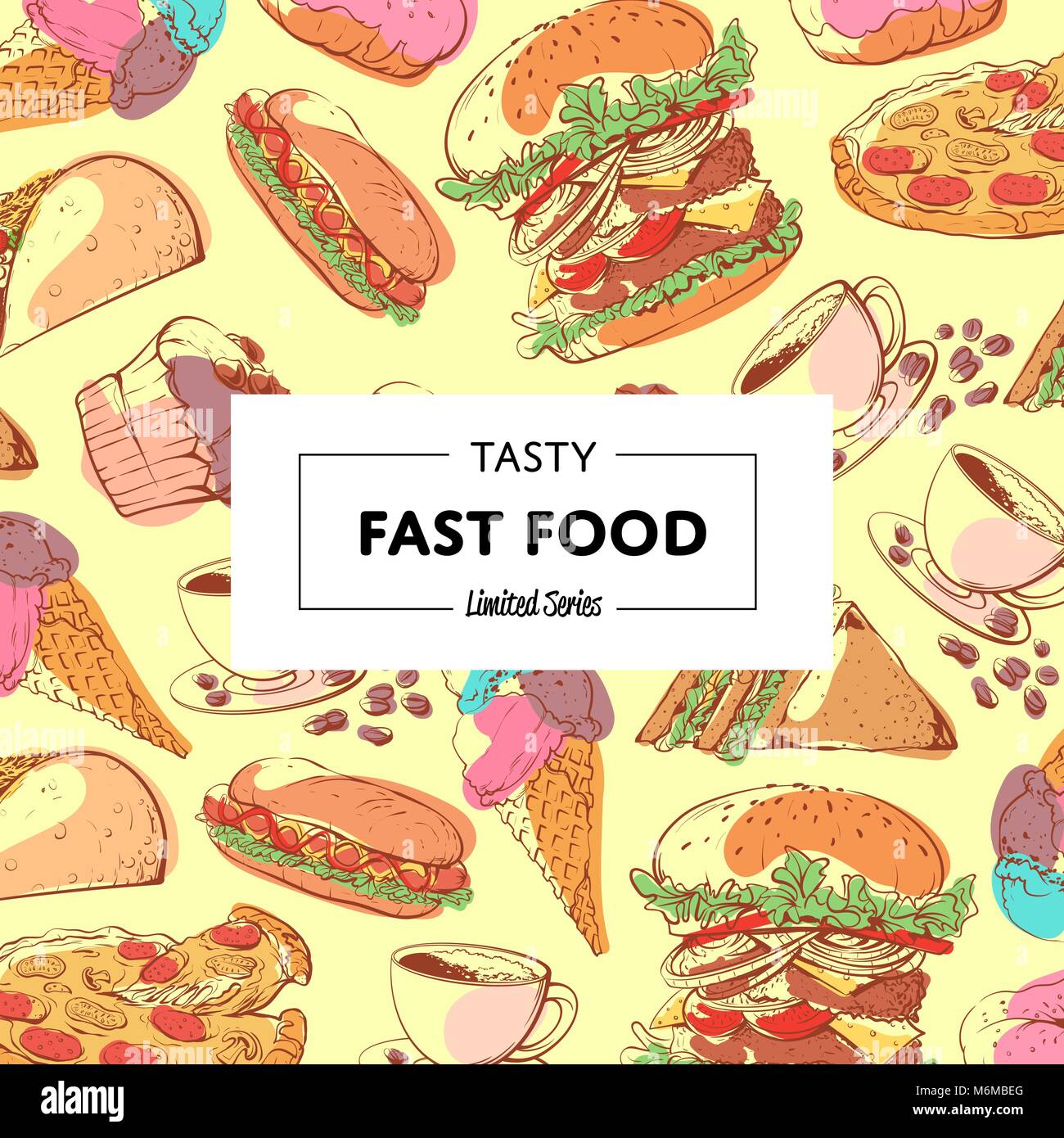 Tasty fast food poster with takeaway menu Stock Vector Image & Art - Alamy