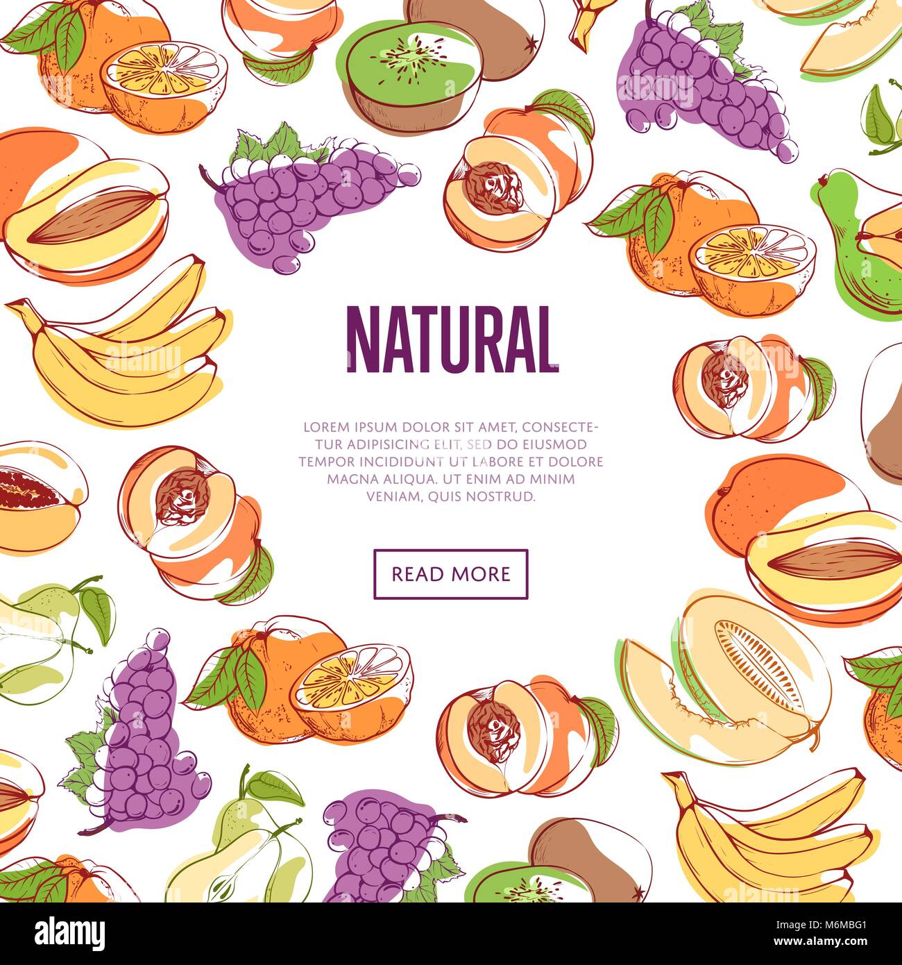 Natural tropical fruits vector poster Stock Vector Image & Art - Alamy