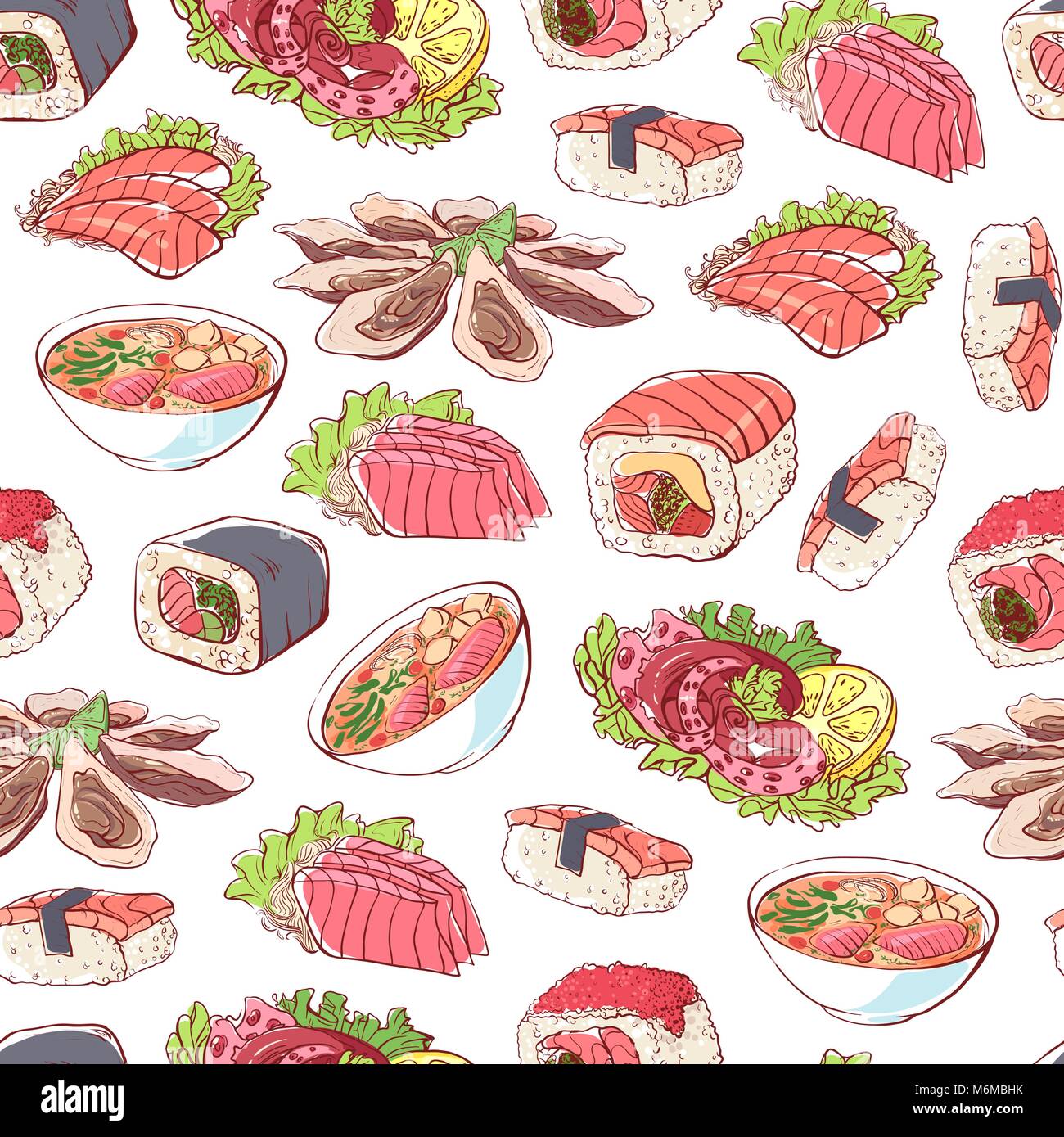 Japanese cuisine dishes on white background Stock Vector Image & Art ...