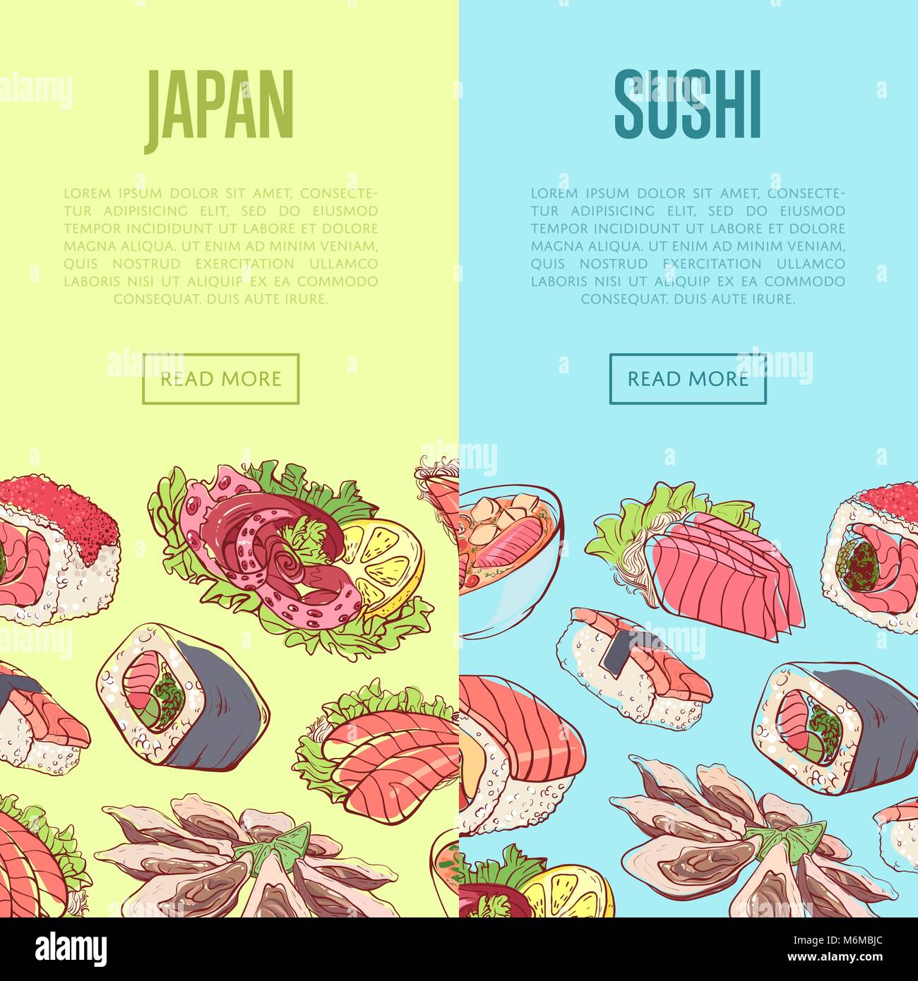 Japanese sushi advertising with asian dishes Stock Vector Image & Art ...