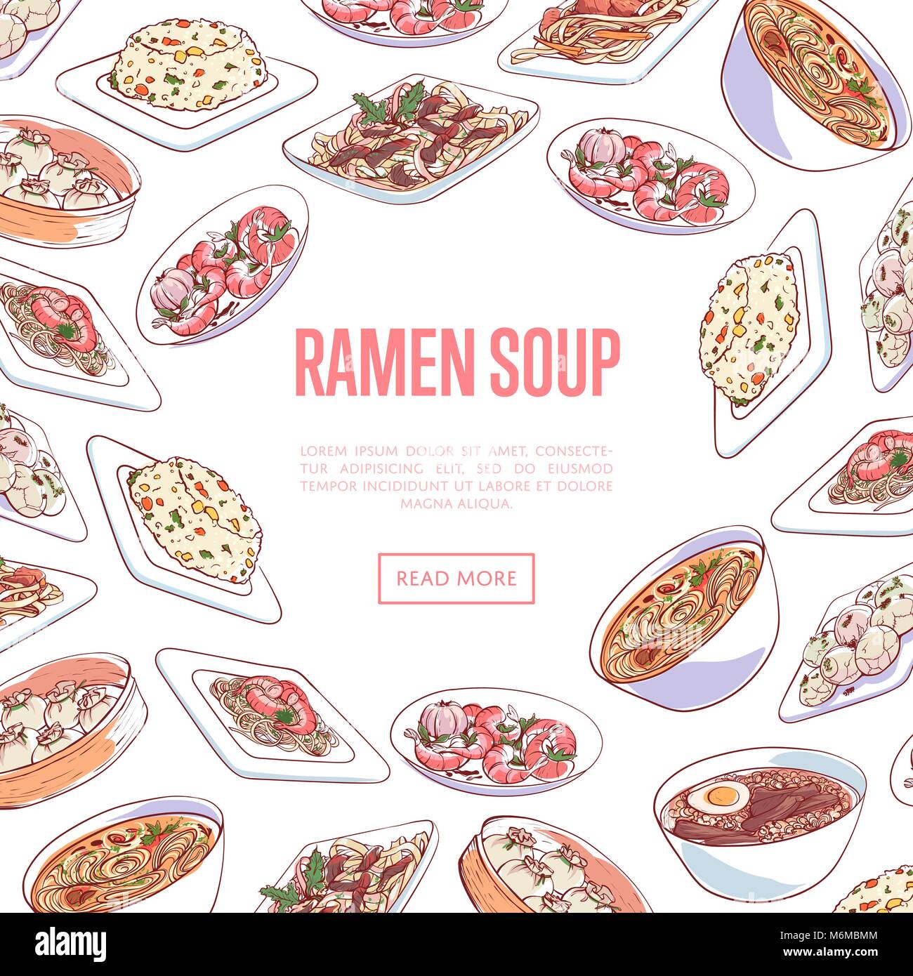 Chinese ramen soup poster with asian dishes Stock Vector Image & Art ...