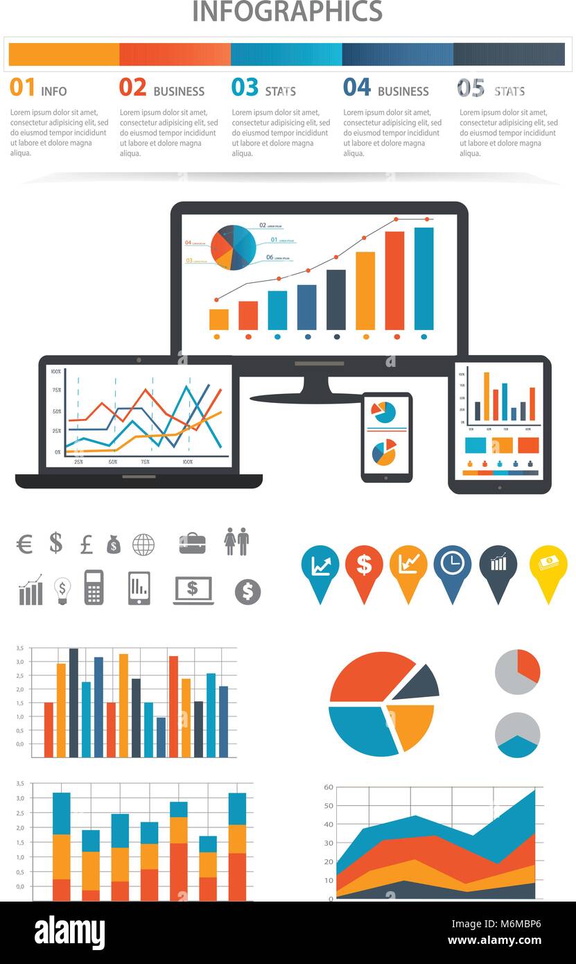 Financial Infographic set with charts and other elements Stock Vector ...