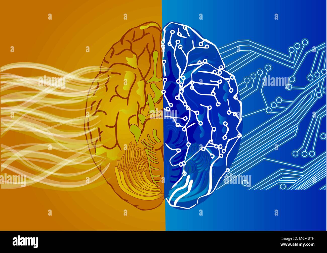 artificial intelligence concept. Robot and human brain Stock Vector ...