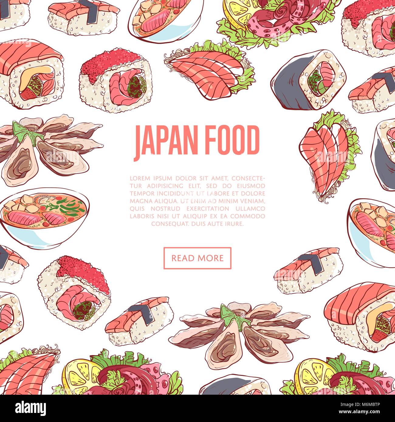Japanese food poster with asian cuisine dishes Stock Vector Image & Art ...