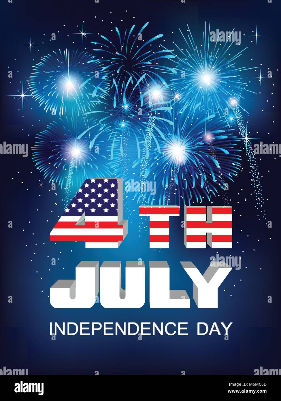 American Independence Day celebration. Fourth of July Poster with shiny ...