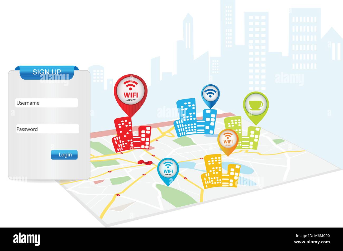 Free wifi area Internet Cafe Templates with login form Stock Vector ...