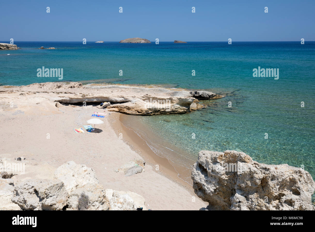 Pachena beach with clear turquoise water, Pachena, Milos, Cyclades ...