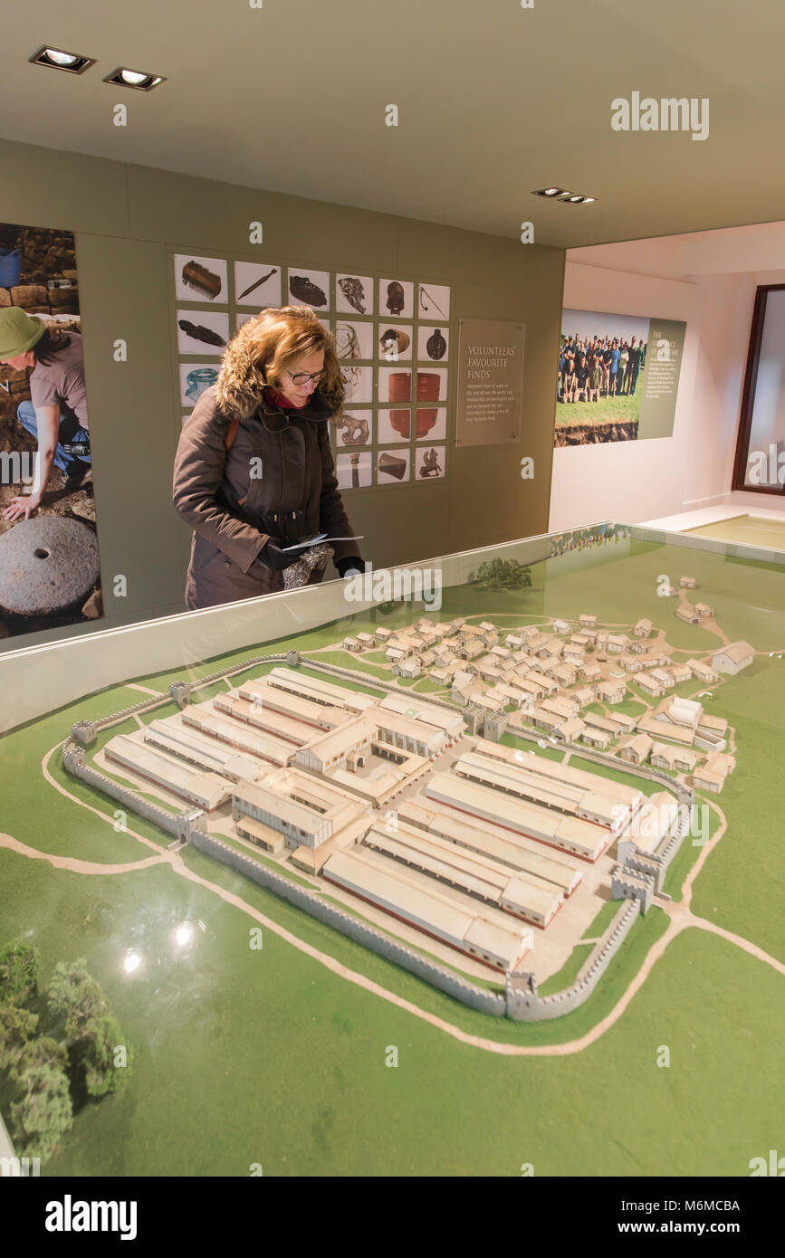 Vindolanda Museum, a visitor in the Admissions Building of the ...