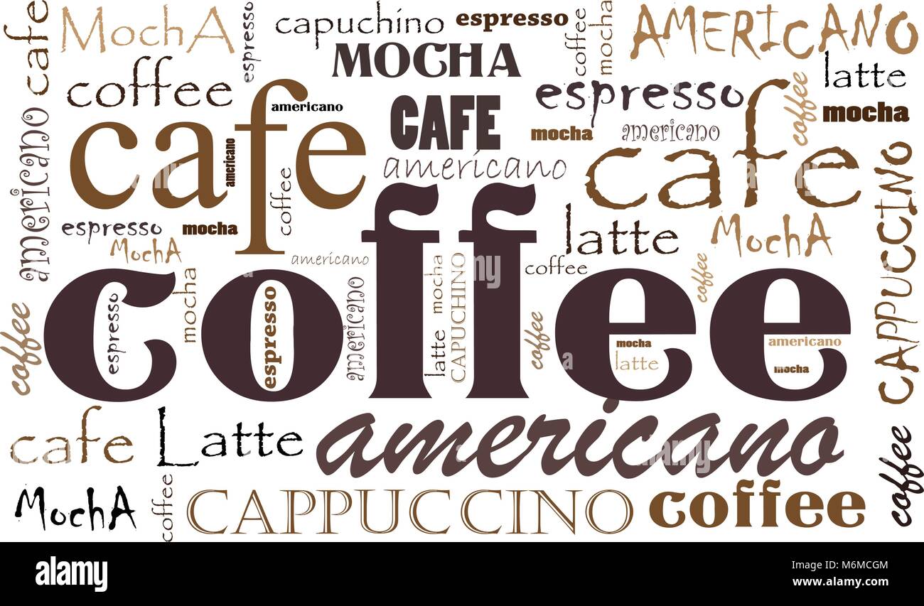 Coffee Background Different Blends and Types. Sketchy coffee icons and ...