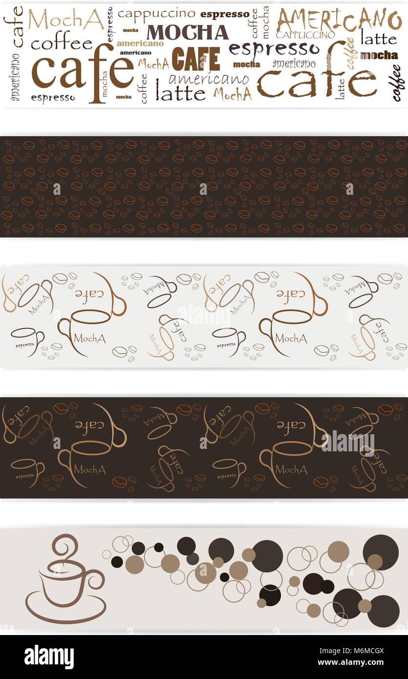 Banner set of Coffee theme.Seamless coffee pattern. Vector seamless ...