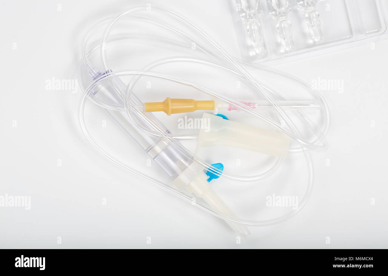 Blood transfusion system. Top view.Closeup Stock Photo - Alamy