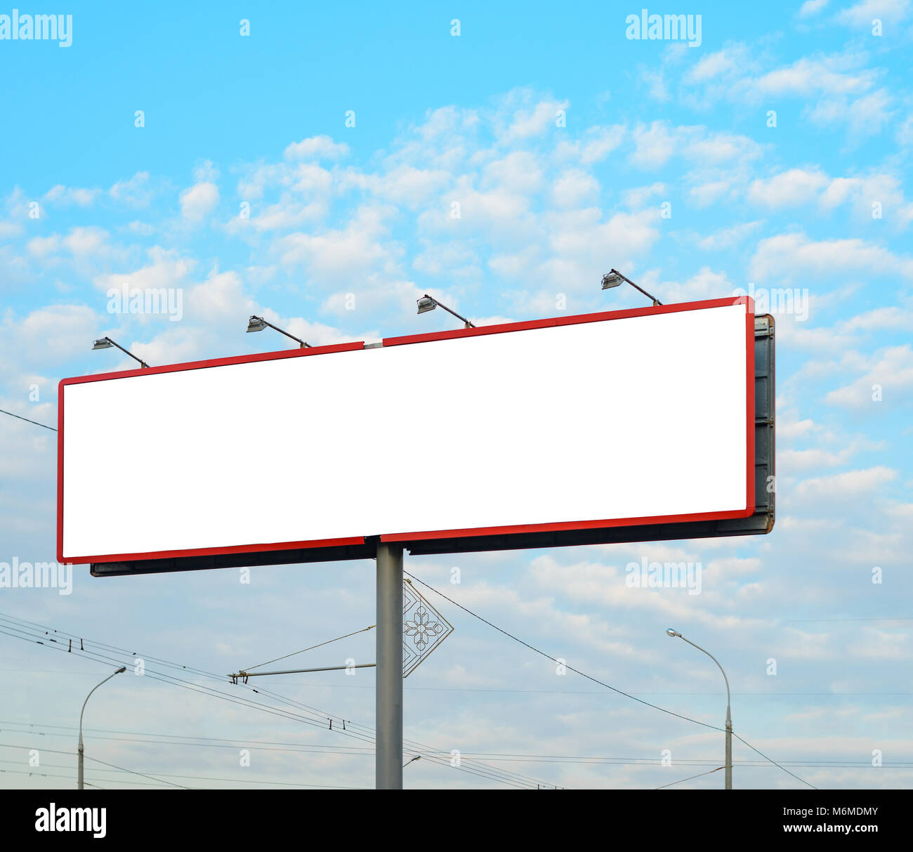 Blank white billboard on background with cloudy sky, mockup Stock Photo ...