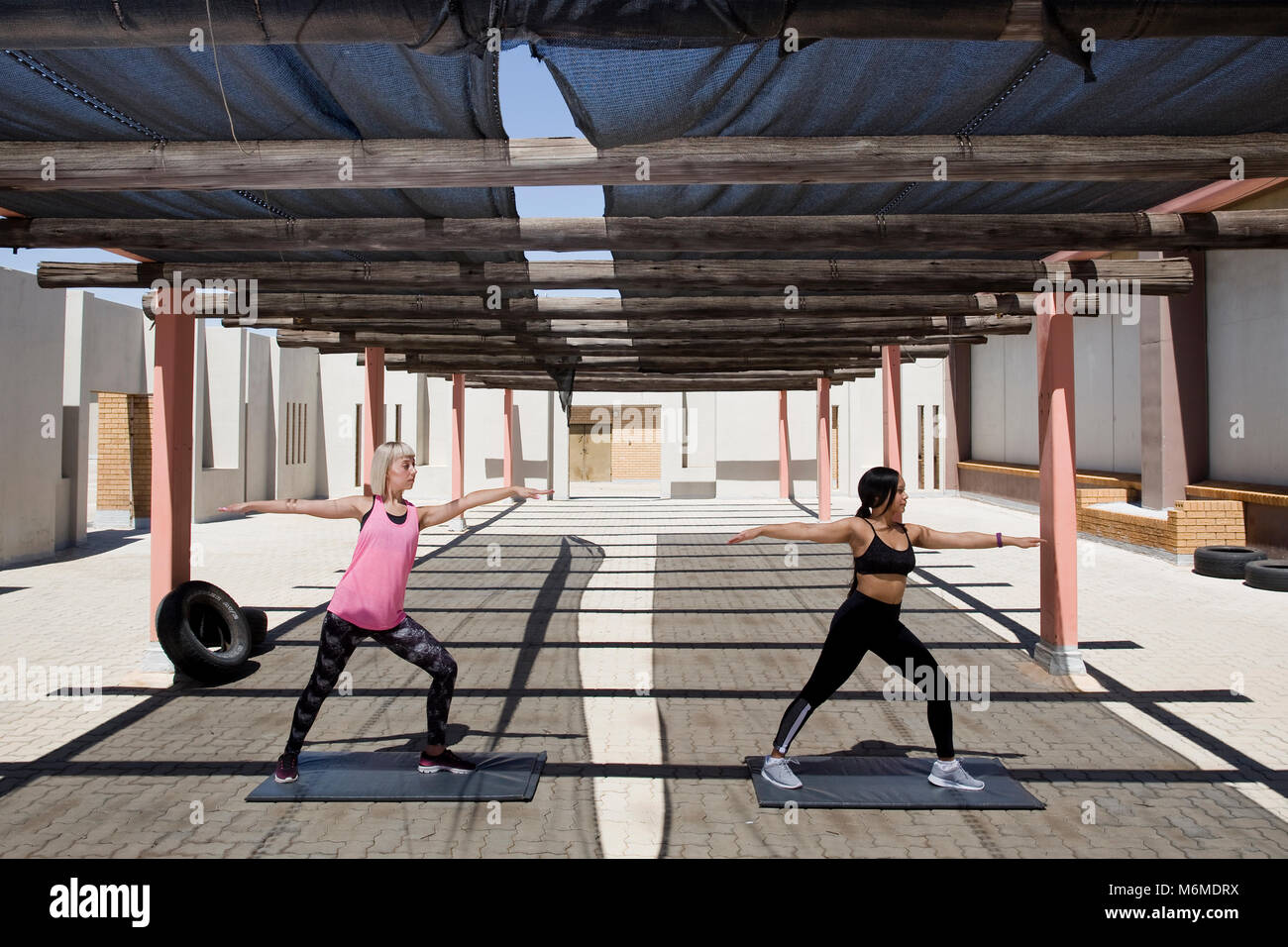 Women stretching in yoga class Stock Photo - Alamy