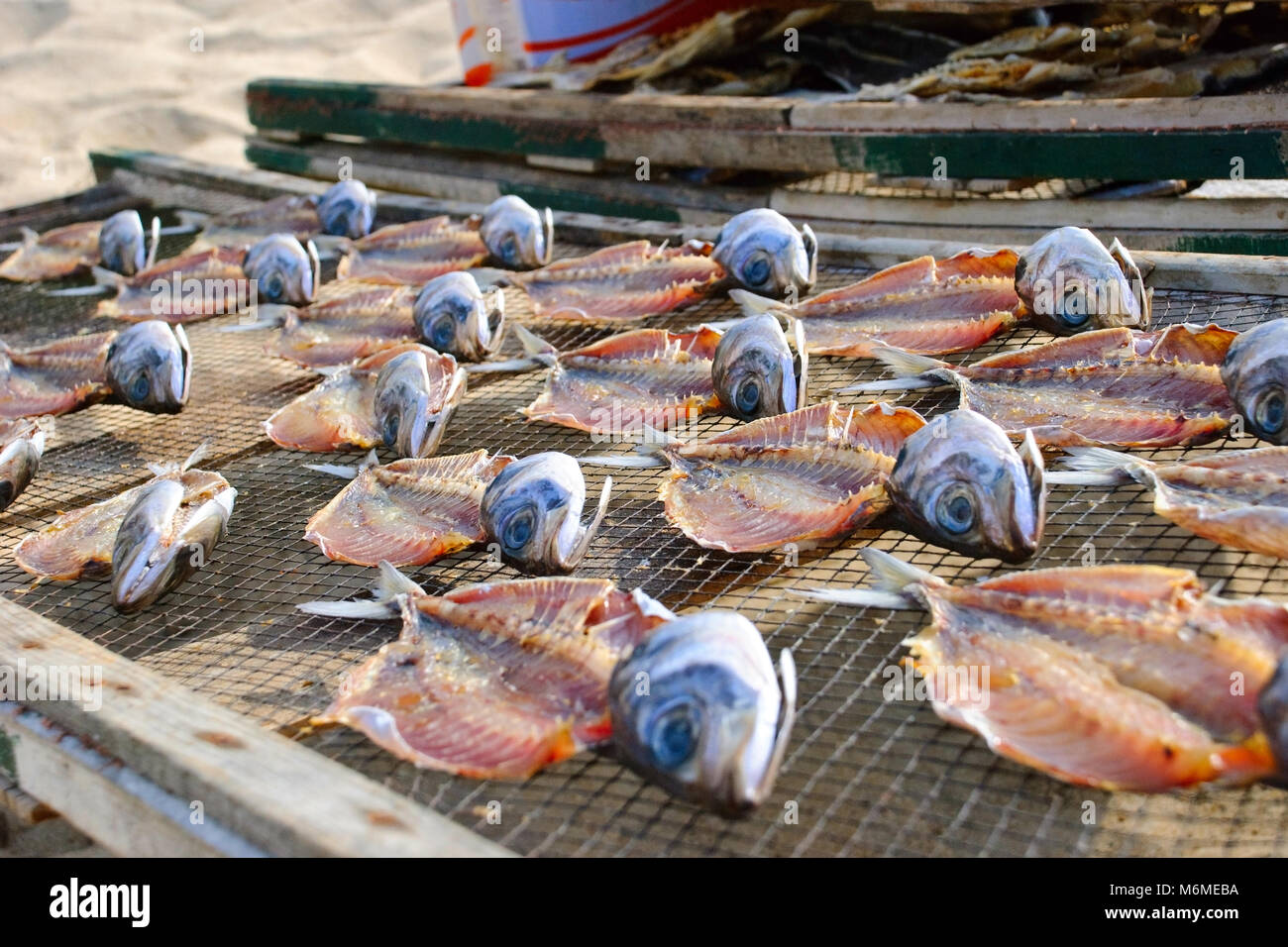 Fish drying outside, closeup Stock Photo - Alamy