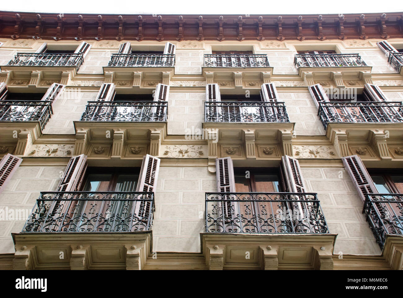 Typical residential house with balconies, Madrid, Spain Stock Photo - Alamy