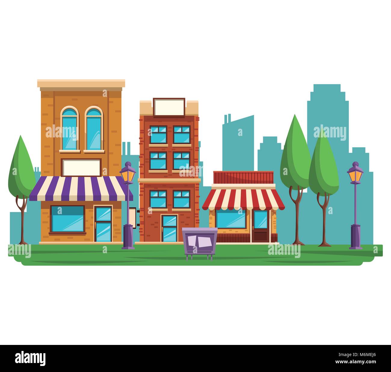 Town buildings cartoon Stock Vector Image & Art - Alamy