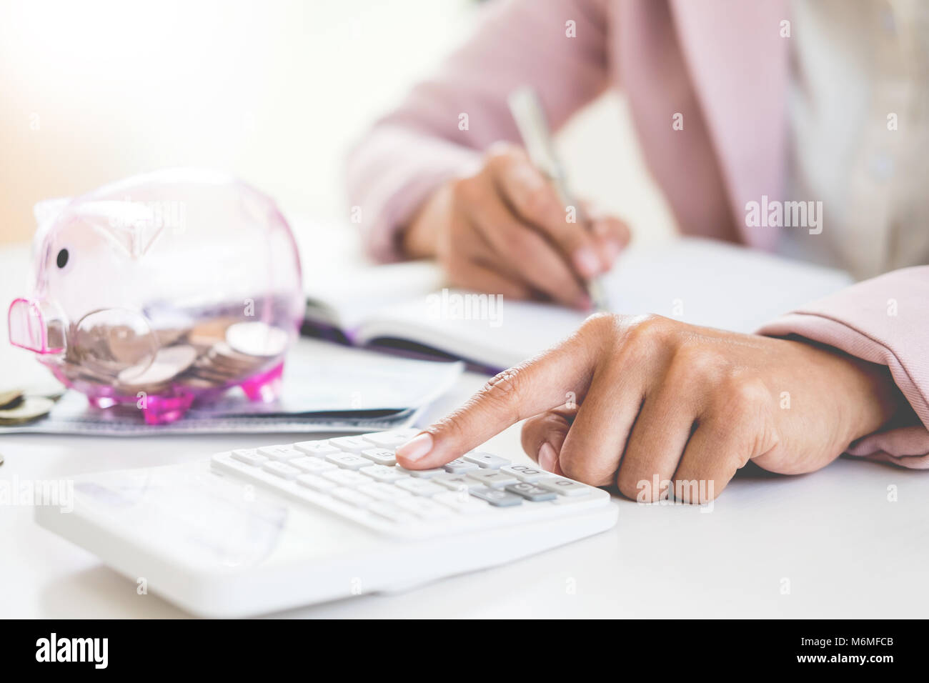 business man counting money at the table, accounting concept Stock ...