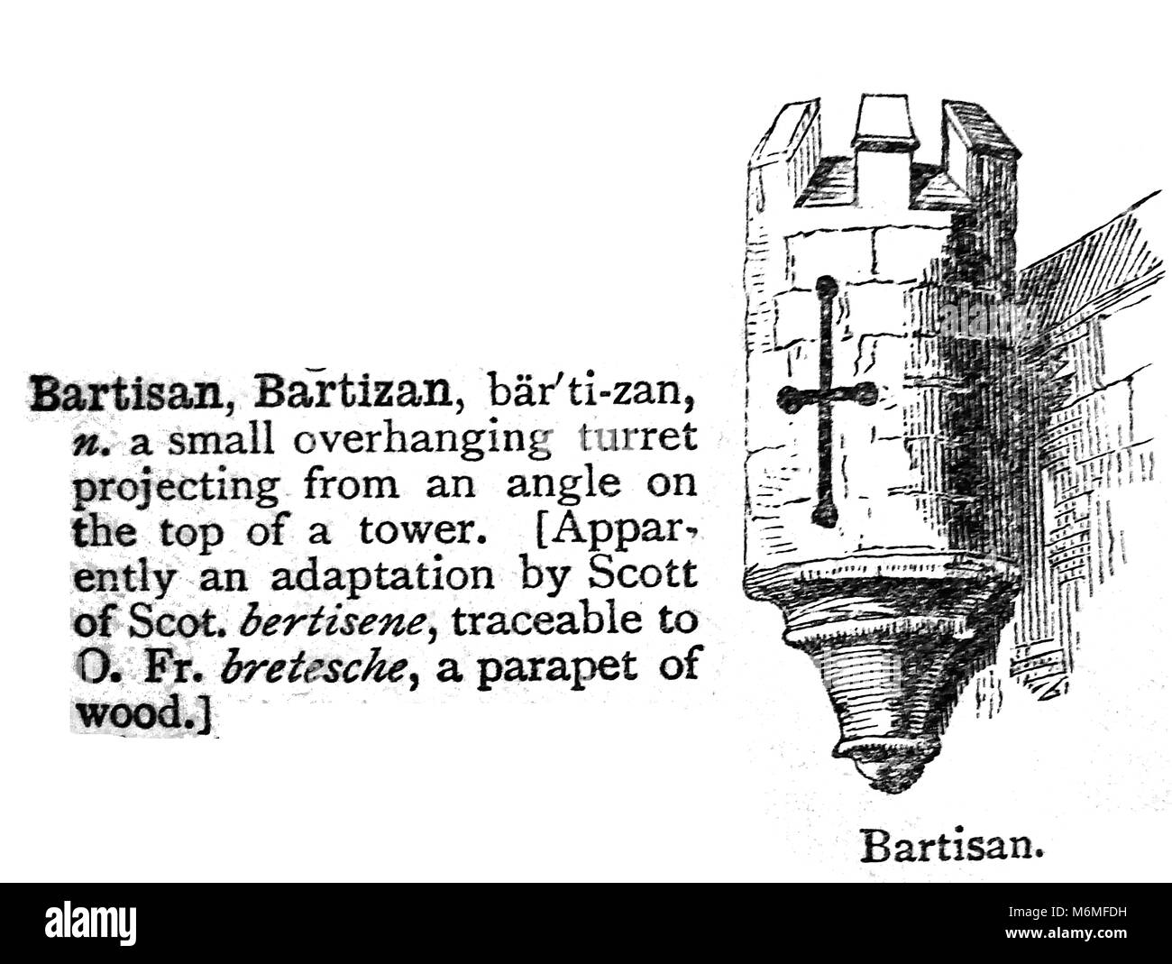 BARTISAN / BARTIZAN / BRATTICING - An entry from from Chamber's 20th ...
