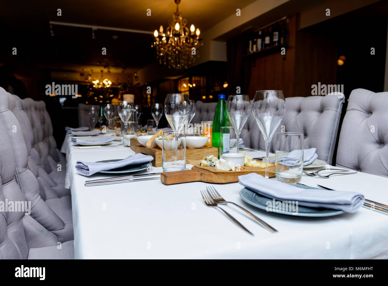 Nice restaurant food. Serving the table with a variety of food Stock ...