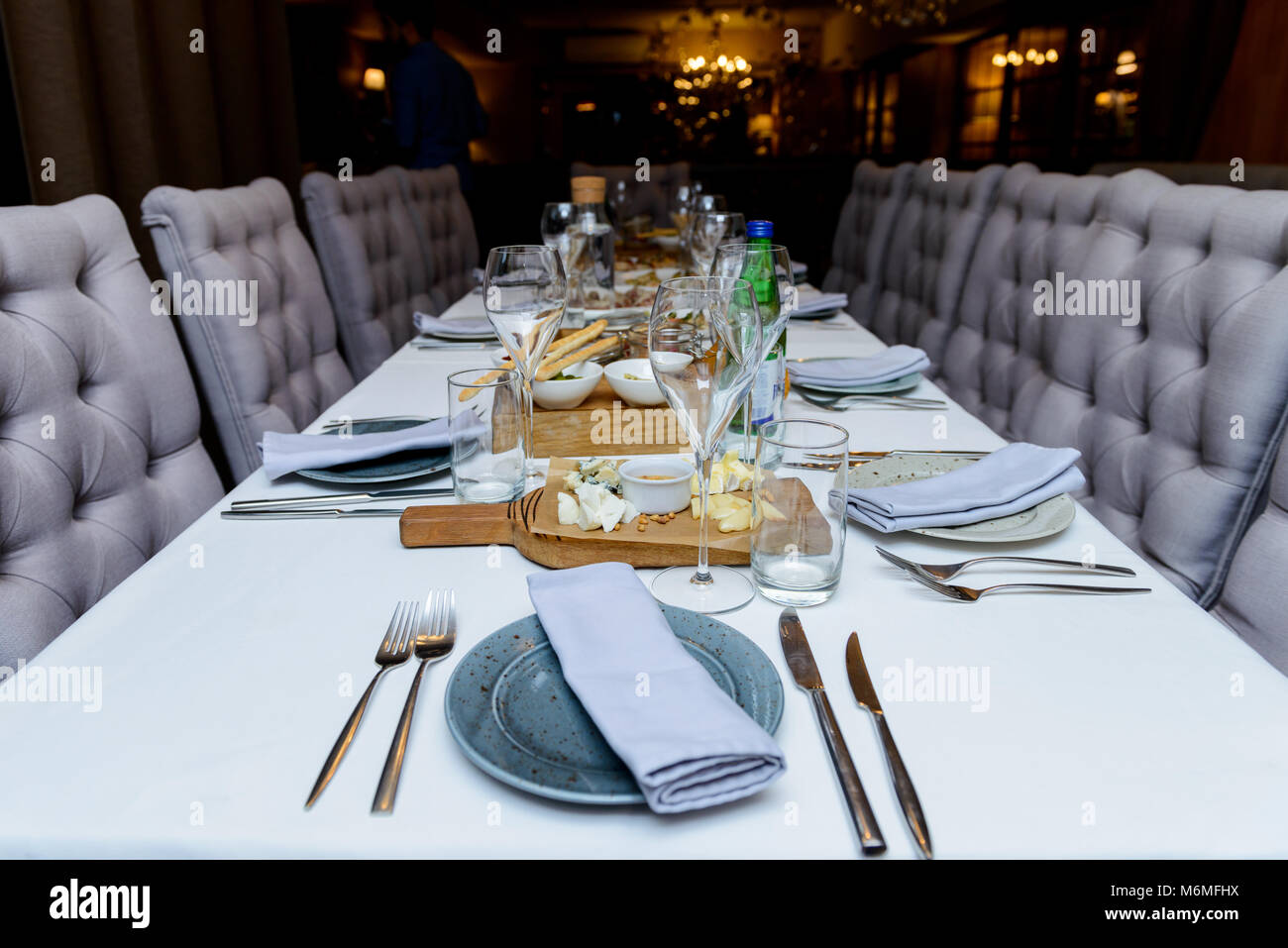 Nice restaurant food. Serving the table with a variety of food Stock ...