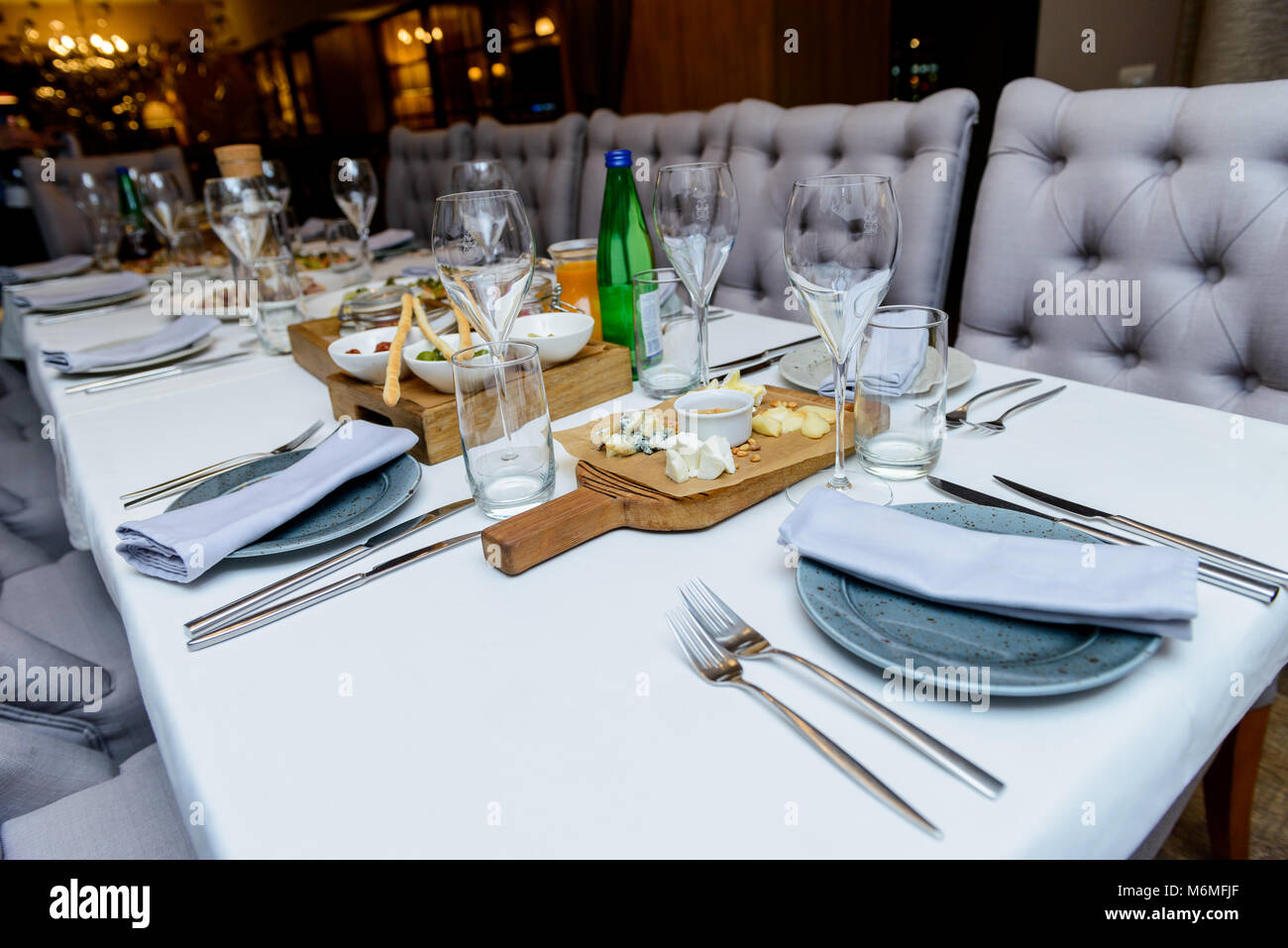 Nice restaurant food. Serving the table with a variety of food Stock ...